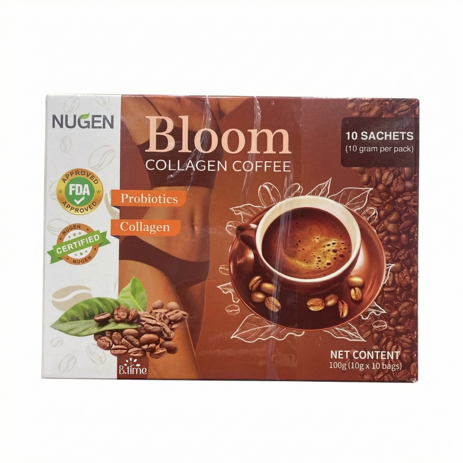 Nugen Collagen & Probiotic Bloom Coffee – 10 Sachets – بيوتي تايم